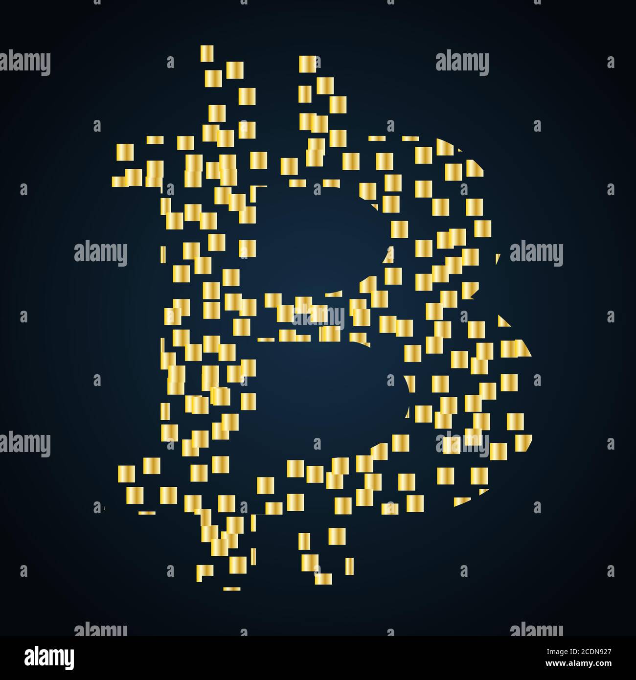 Bitcoin logo concept made of little golden blocks. Design element for ...