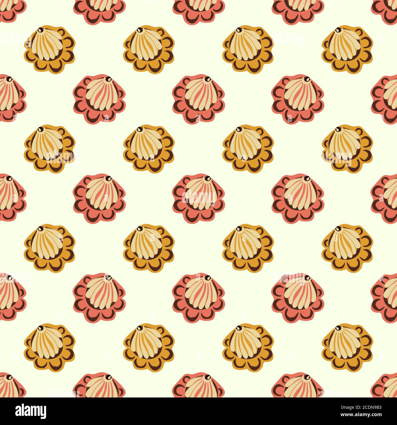 Red and yellow shell flowers seamless pattern background Stock Photo ...