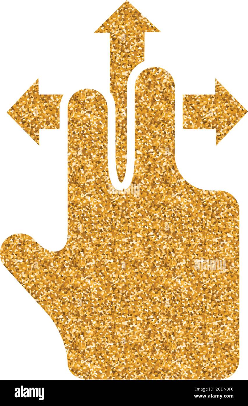 Finger gesture icon in gold glitter texture. Sparkle luxury style ...