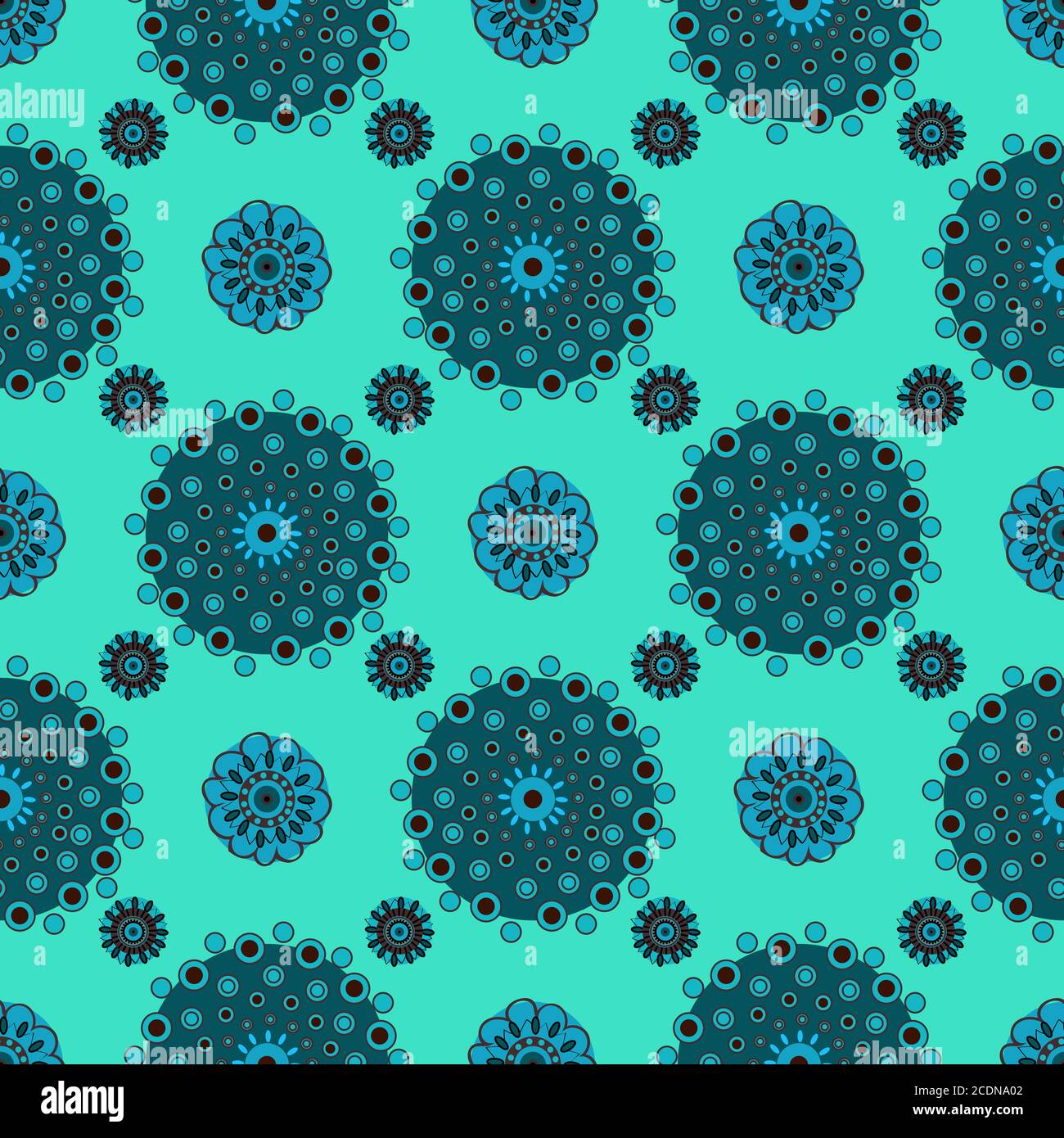 Abstract circles on turquoise background seamless pattern Stock Photo ...