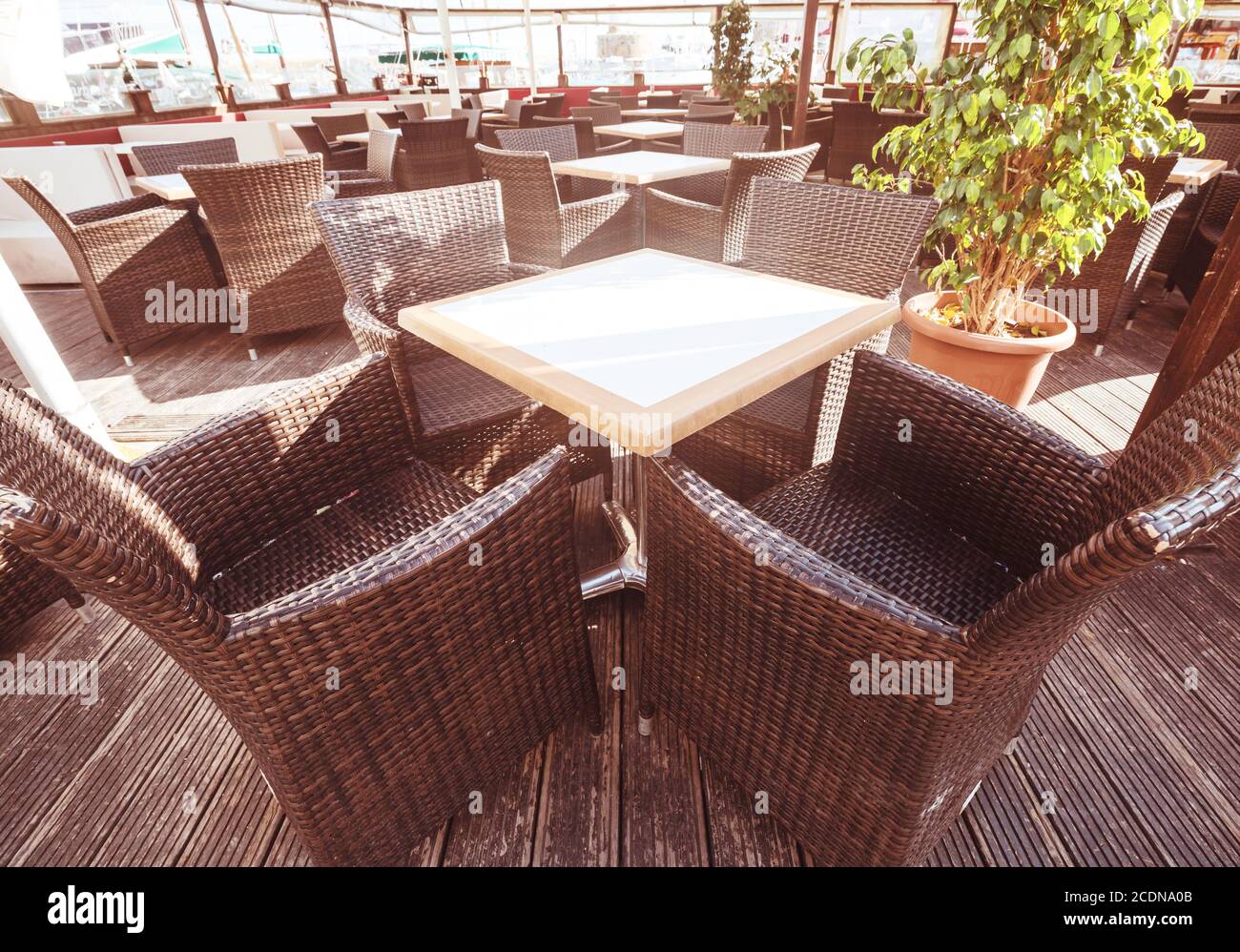 Restaurant interior indoor in brown colors Stock Photo - Alamy