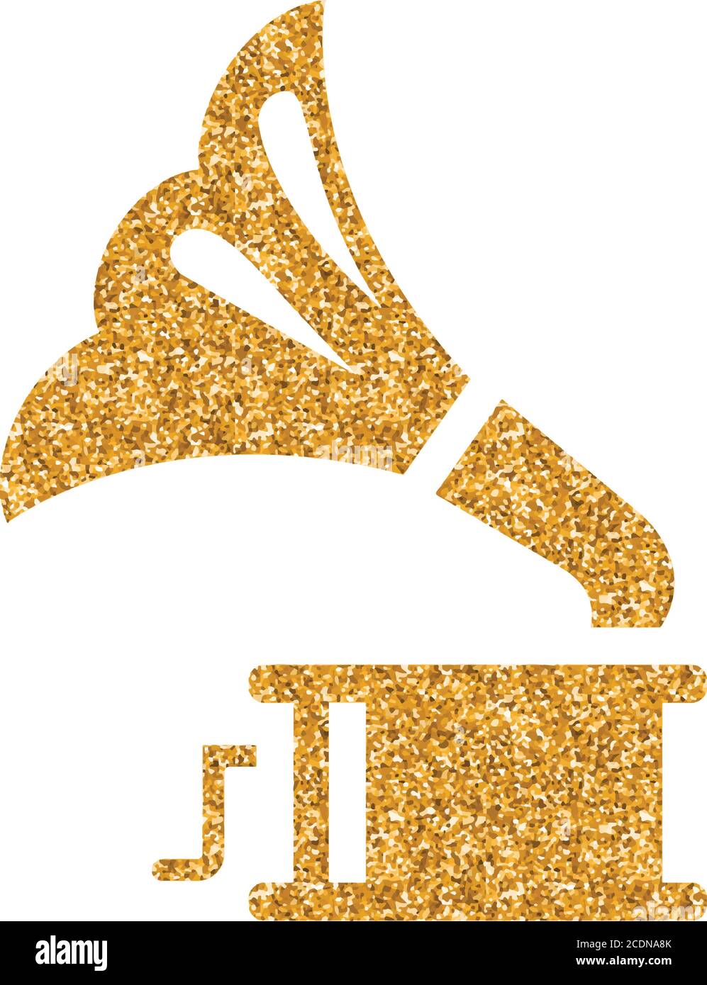 Gramophone icon in gold glitter texture. Sparkle luxury style vector ...