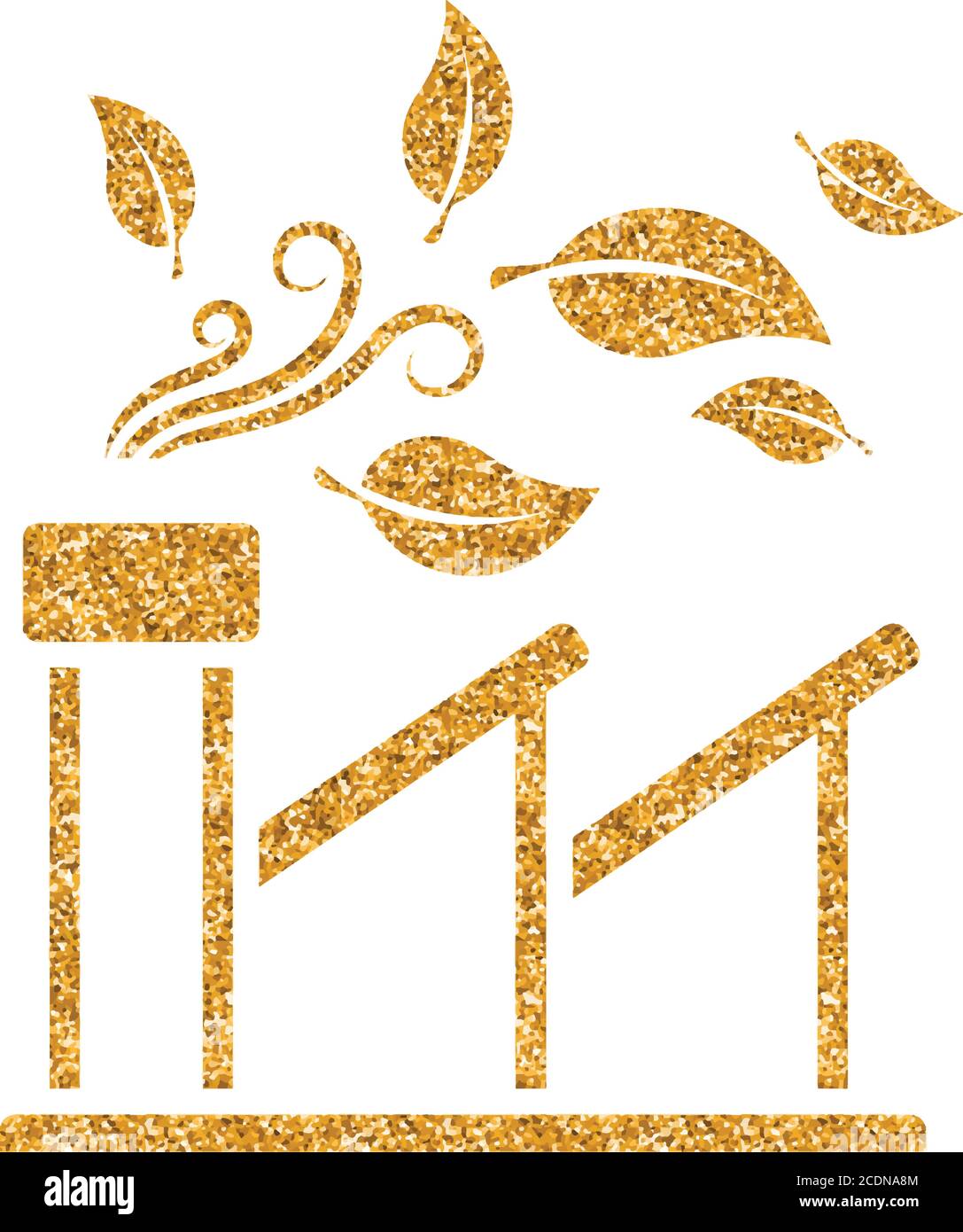 Green factory icon in gold glitter texture. Sparkle luxury style vector ...