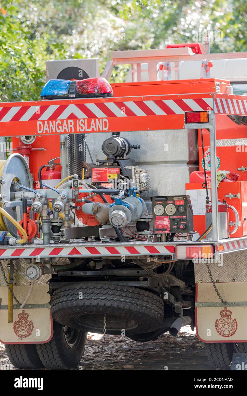 A New South Wales Rural Fire Service truck parked near its fire station ...