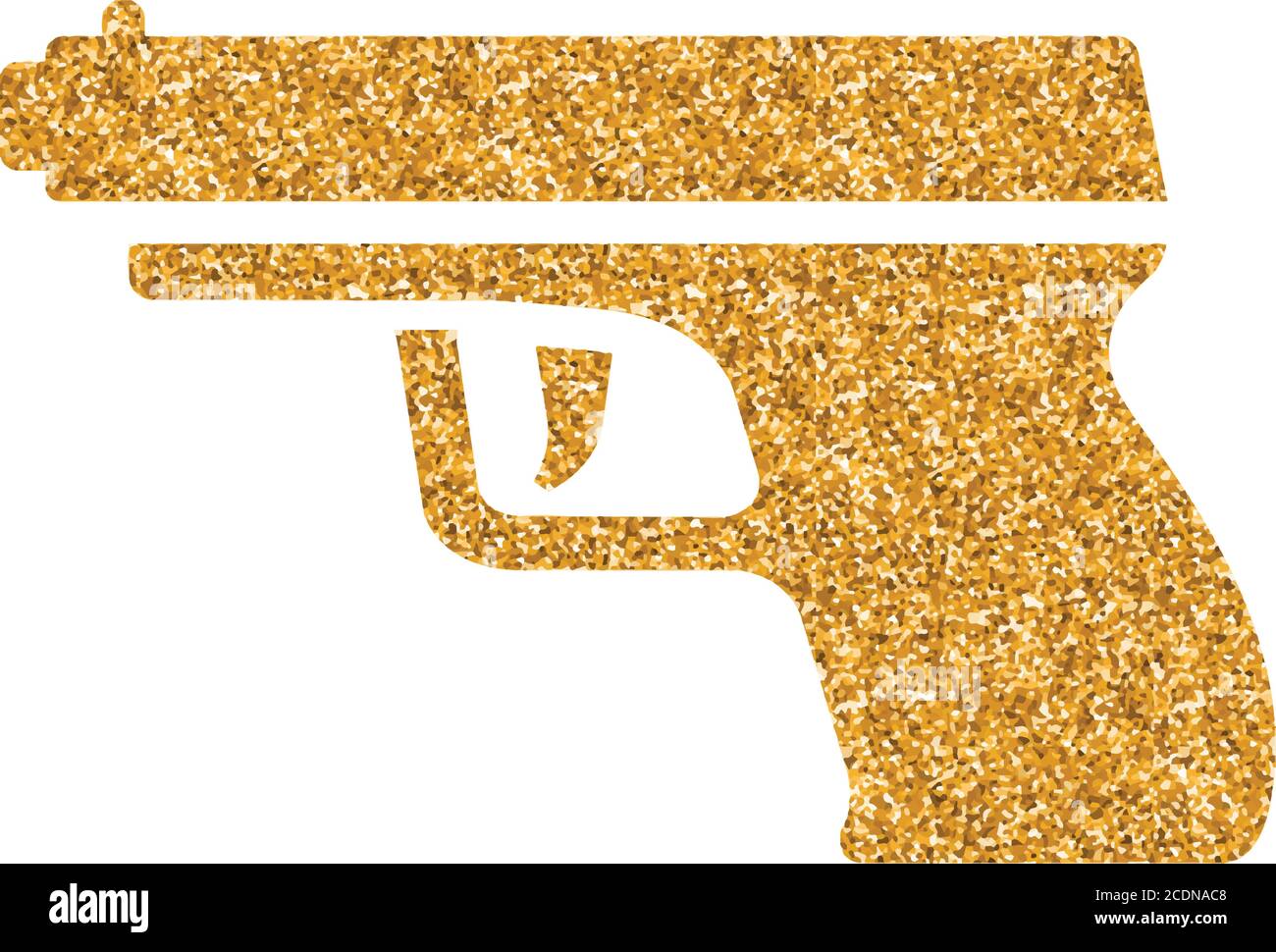 Arm gun icon in gold glitter texture. Sparkle luxury style vector ...