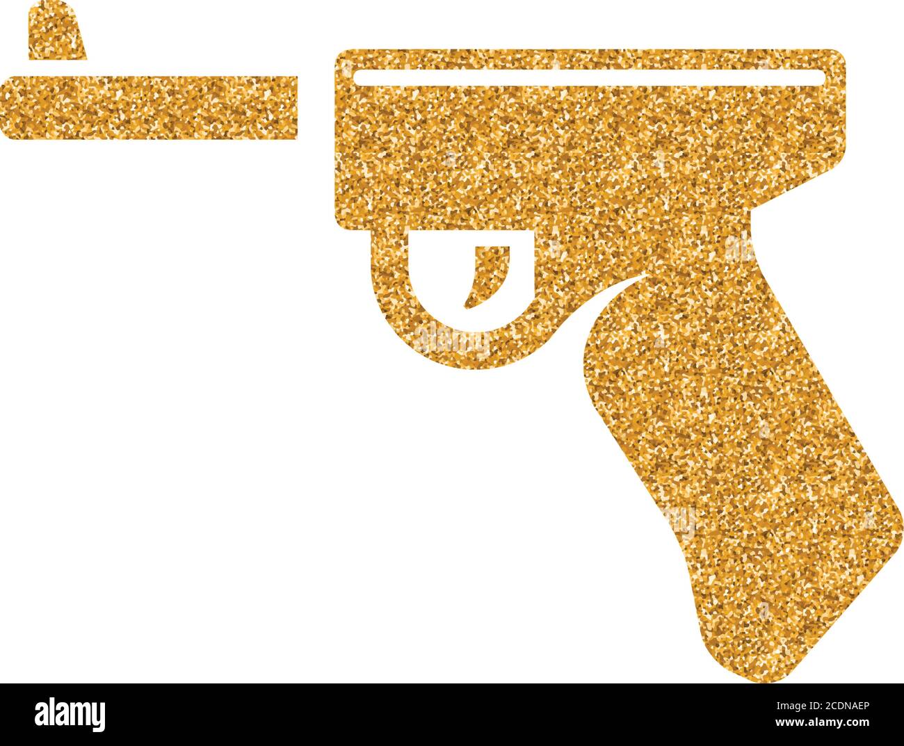 Hand gun icon in gold glitter texture. Sparkle luxury style vector ...
