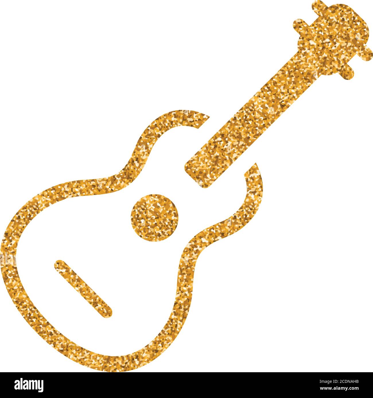 Guitar icon in gold glitter texture. Sparkle luxury style vector ...