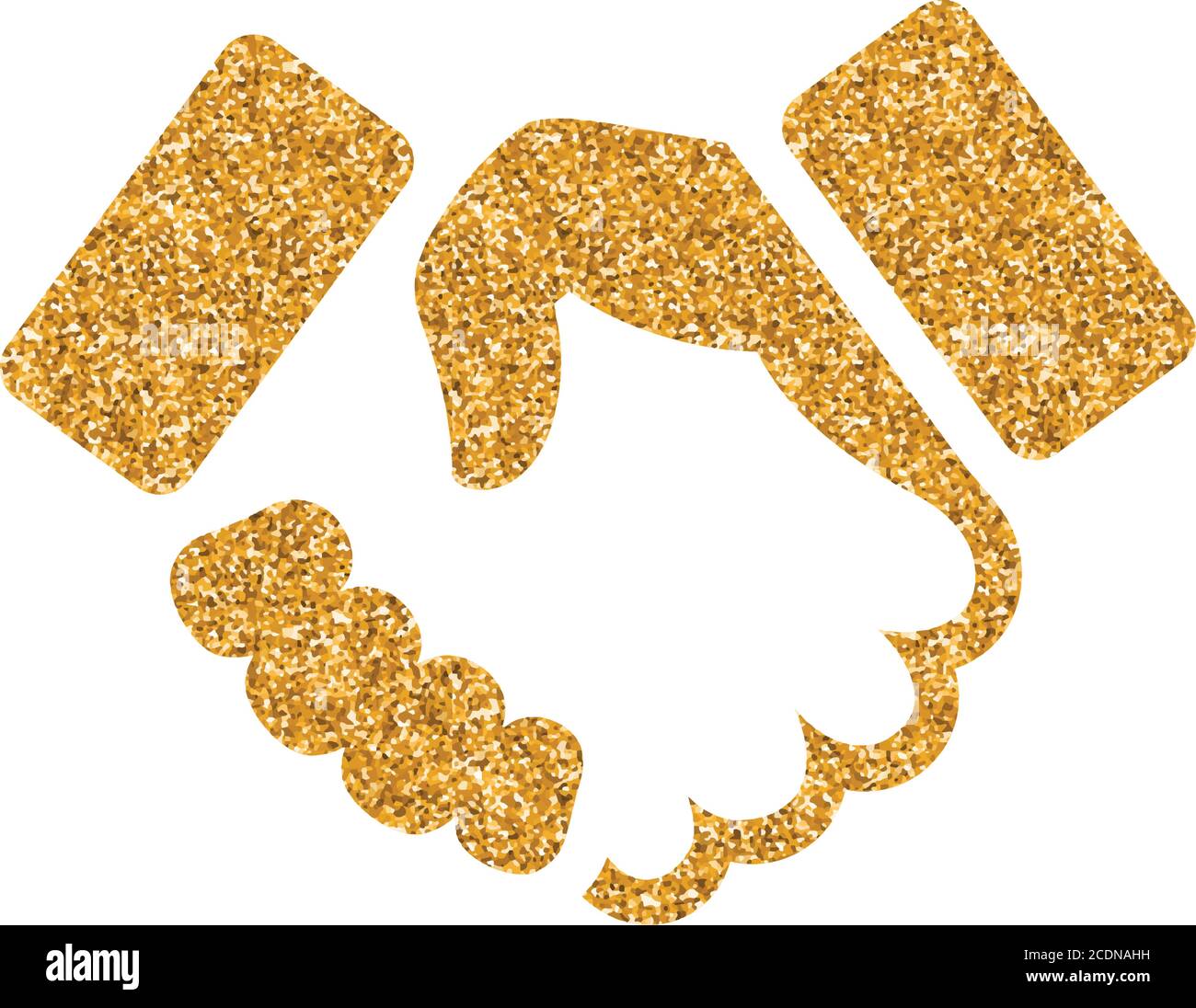 Handshake icon in gold glitter texture. Sparkle luxury style vector ...