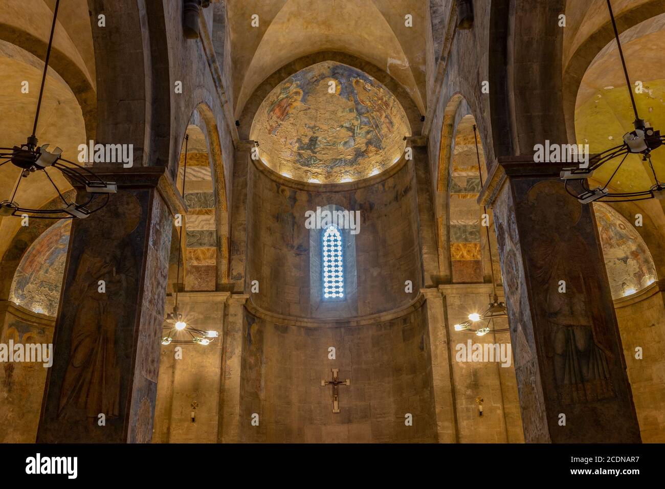 Abu Ghosh, Israel - August 13th, 2020: The interior of the crusader ...