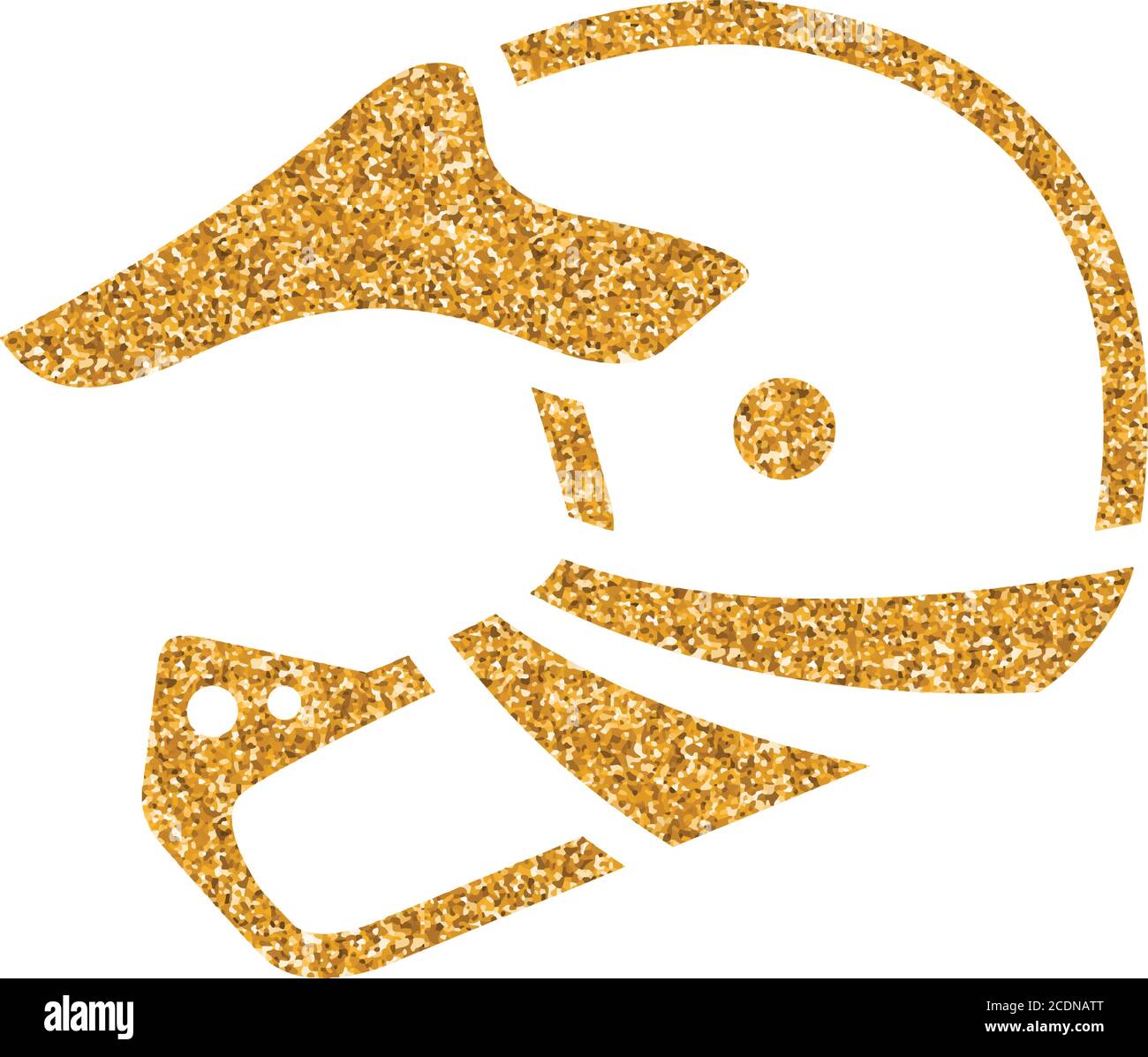Motorcycle helmet icon in gold glitter texture. Sparkle luxury style ...