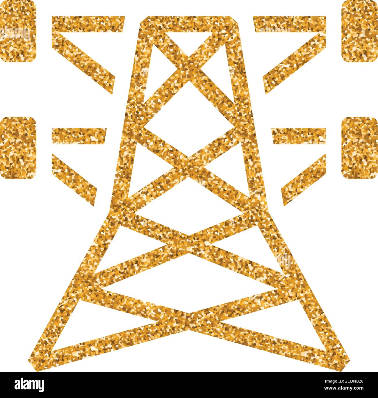 Pylon icon in gold glitter texture. Sparkle luxury style vector ...