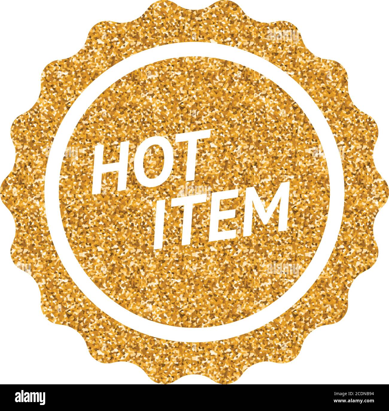 Hot item label icon in gold glitter texture. Sparkle luxury style ...