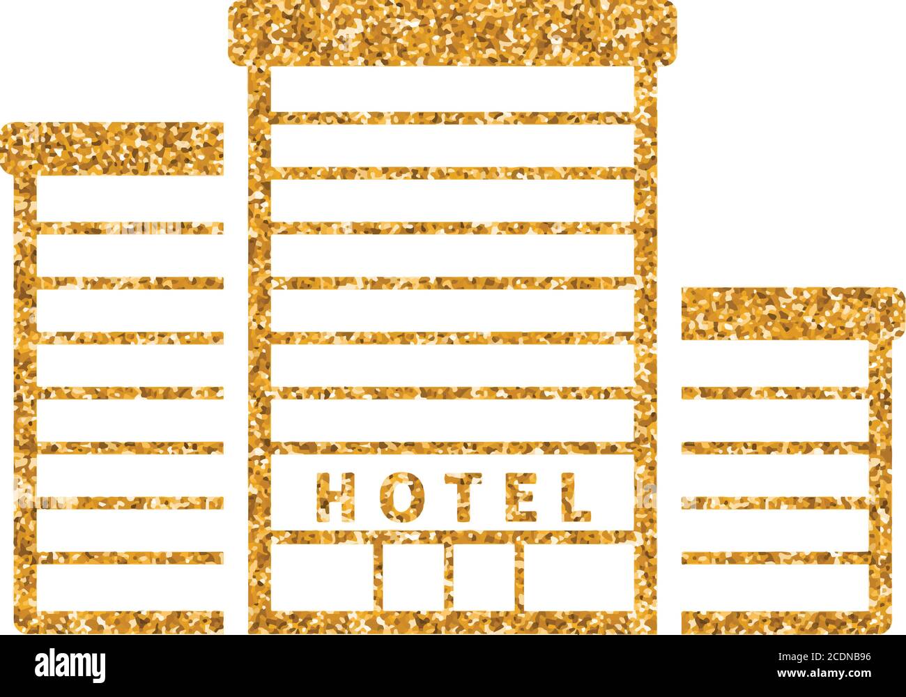 Hotel building icon in gold glitter texture. Sparkle luxury style ...