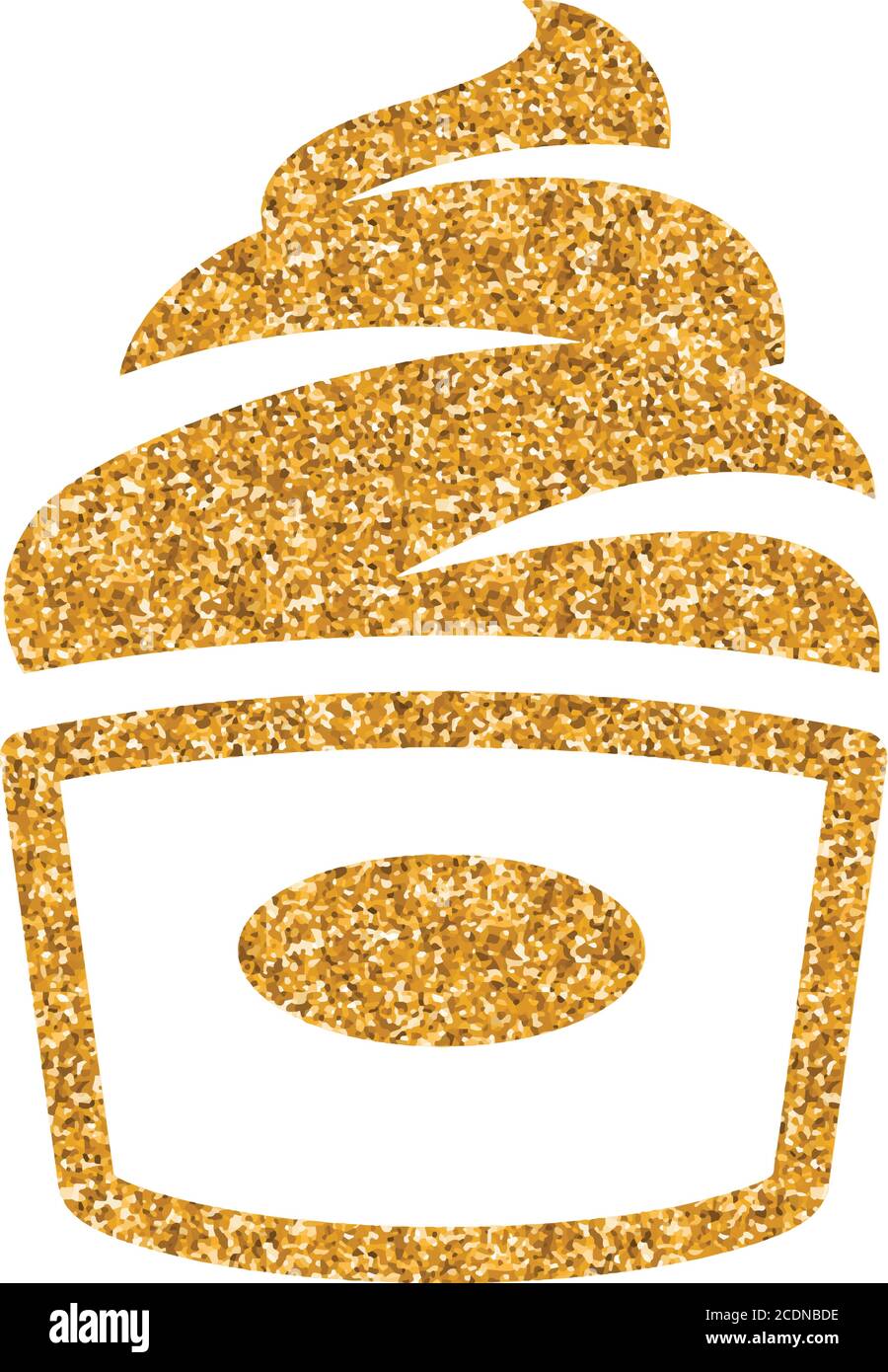 Ice cream icon in gold glitter texture. Sparkle luxury style vector ...