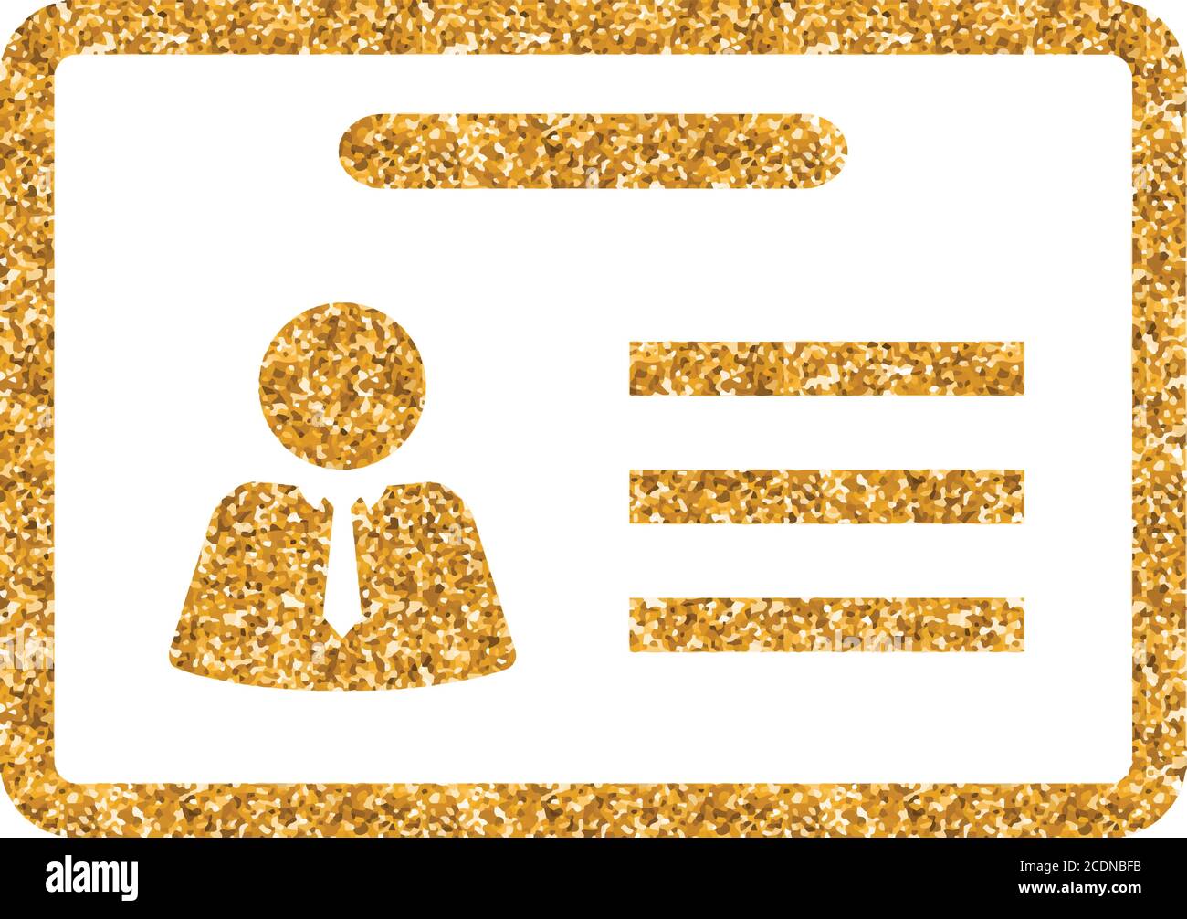 ID Card icon in gold glitter texture. Sparkle luxury style vector ...