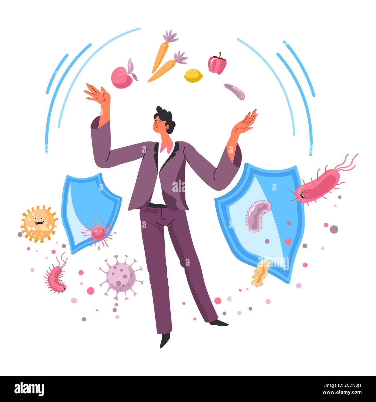 Strengthening immune system by eating healthy food vegetables Stock ...