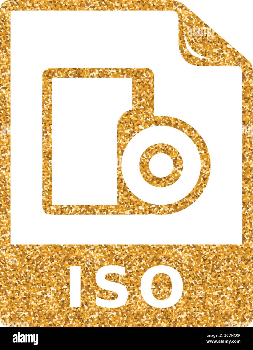 ISO file format icon in gold glitter texture. Sparkle luxury style ...