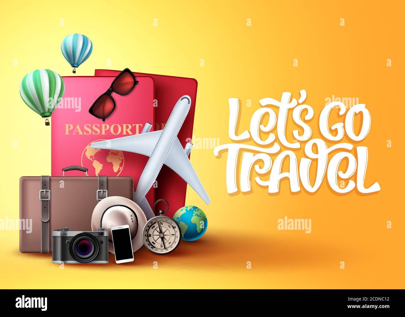 Let's go travel vector background design. Travel and tour elements in ...