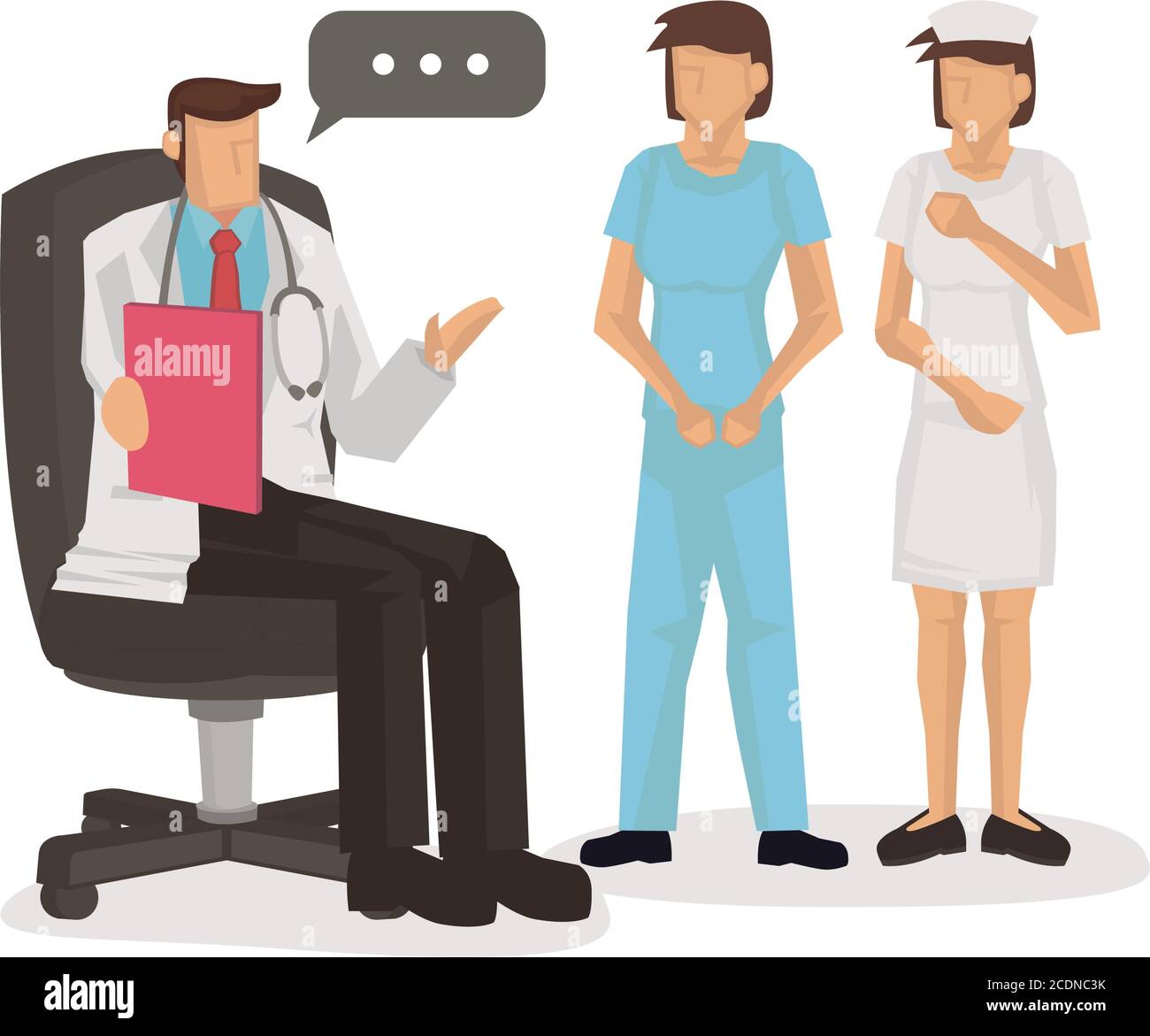 Medic, nurse and doctor talking at hospital. Hospital colleagues ...