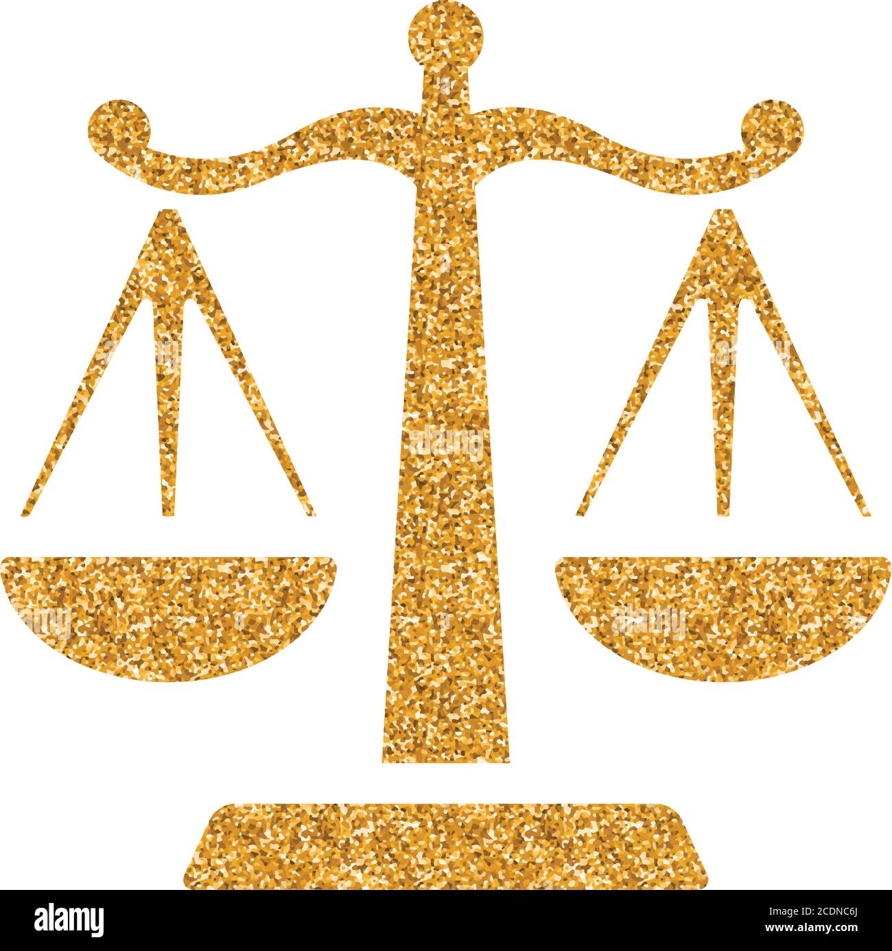 Justice scale icon in gold glitter texture. Sparkle luxury style vector ...