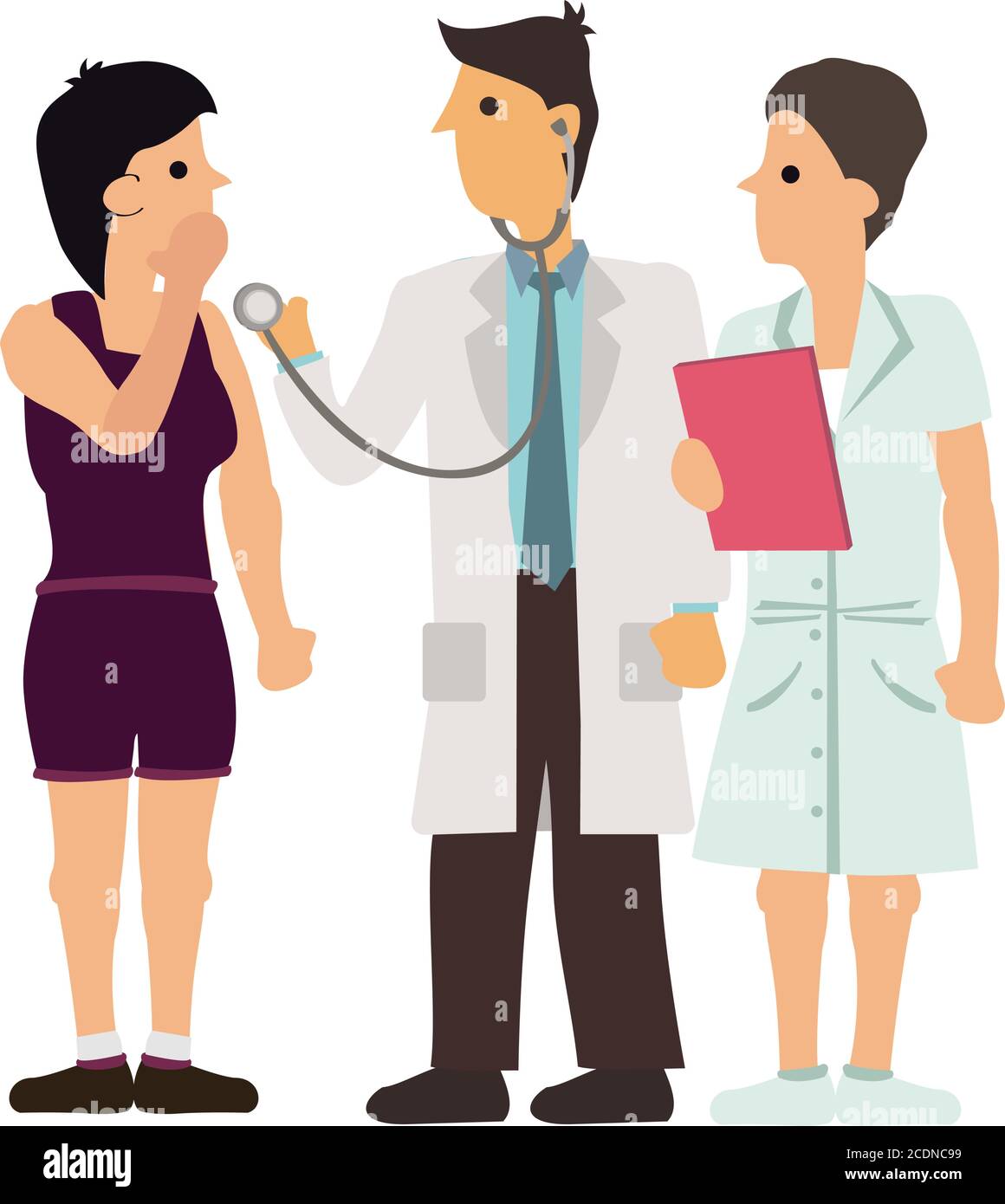 Medical doctor checking heart beat of patient with a nurse. Medical ...