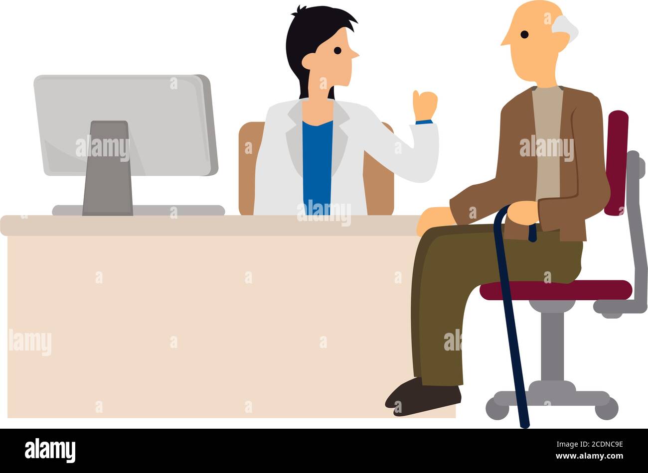 Young female doctor giving medical consultation diagnostic to elderly ...