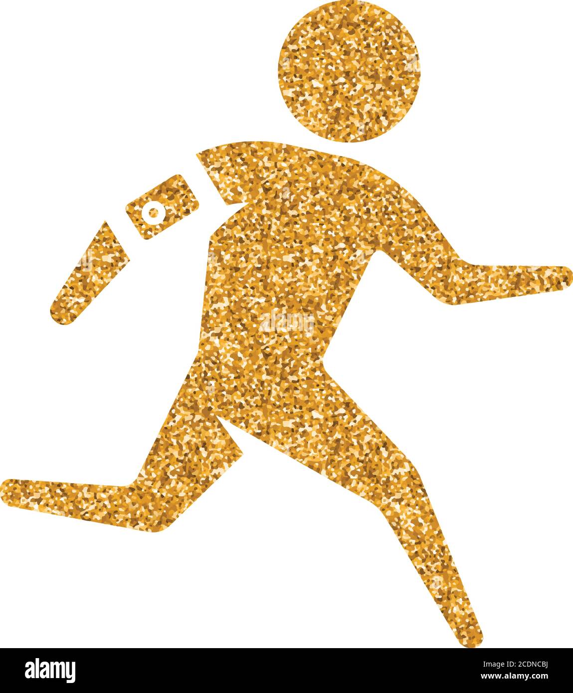 Running athlete icon in gold glitter texture. Sparkle luxury style ...