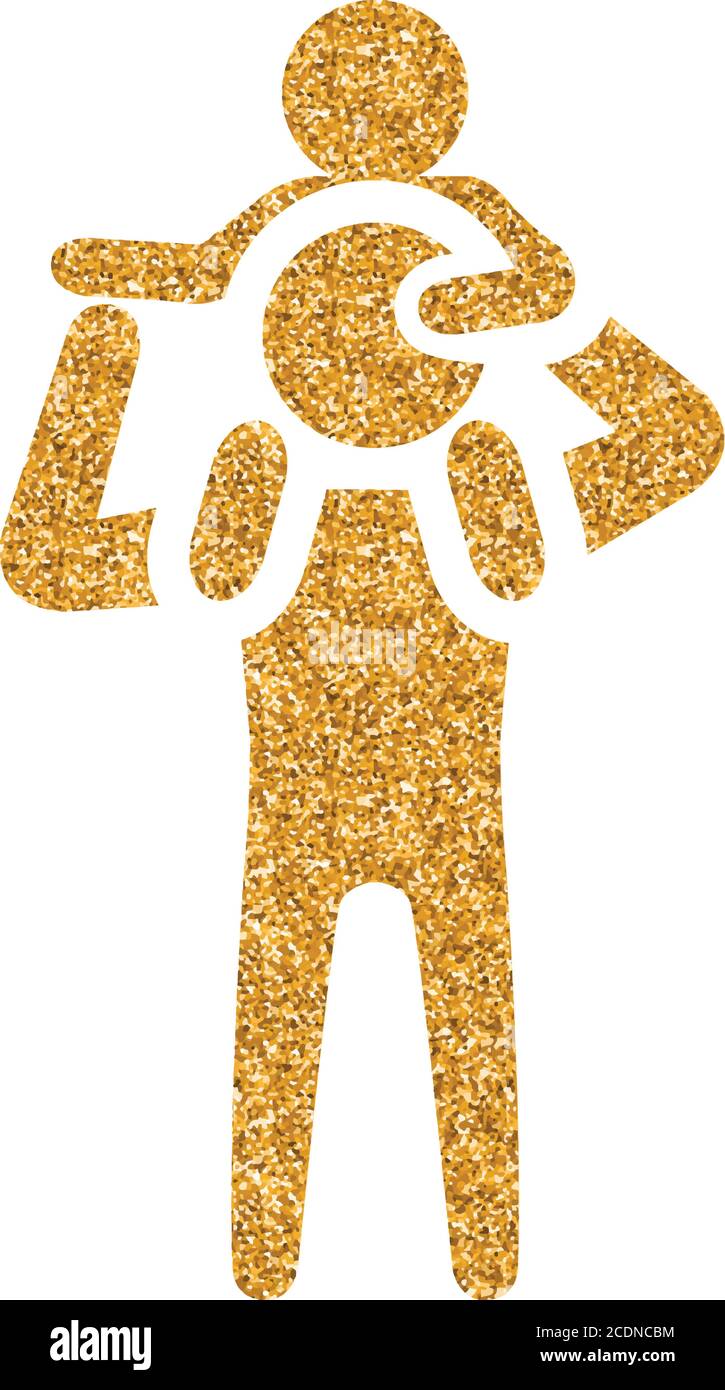 Man holding kid icon in gold glitter texture. Sparkle luxury style ...