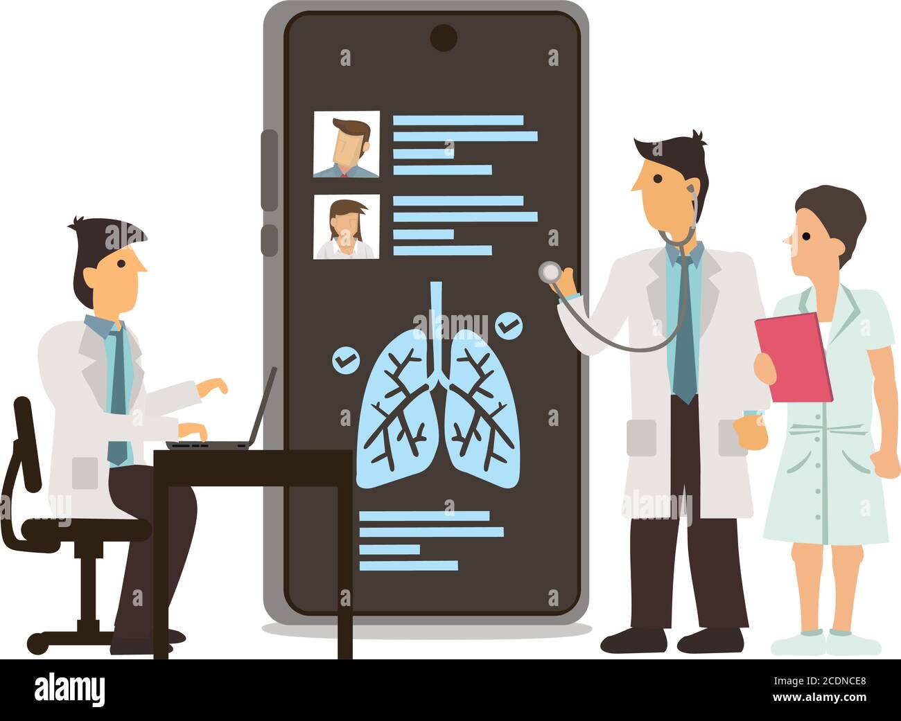 Doctors share medical patient data using an app on a smartphone ...