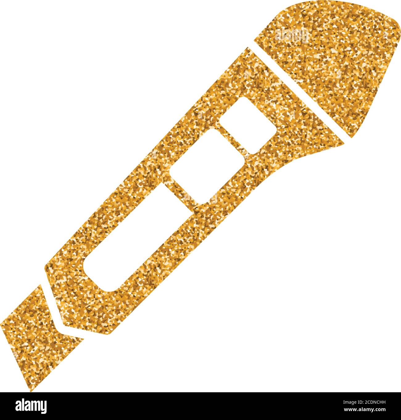 Butcher knife icon in gold glitter texture. Sparkle luxury style vector ...