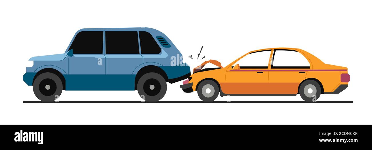 Traffic collision, traffic accident with damaged vehicles vector Stock ...