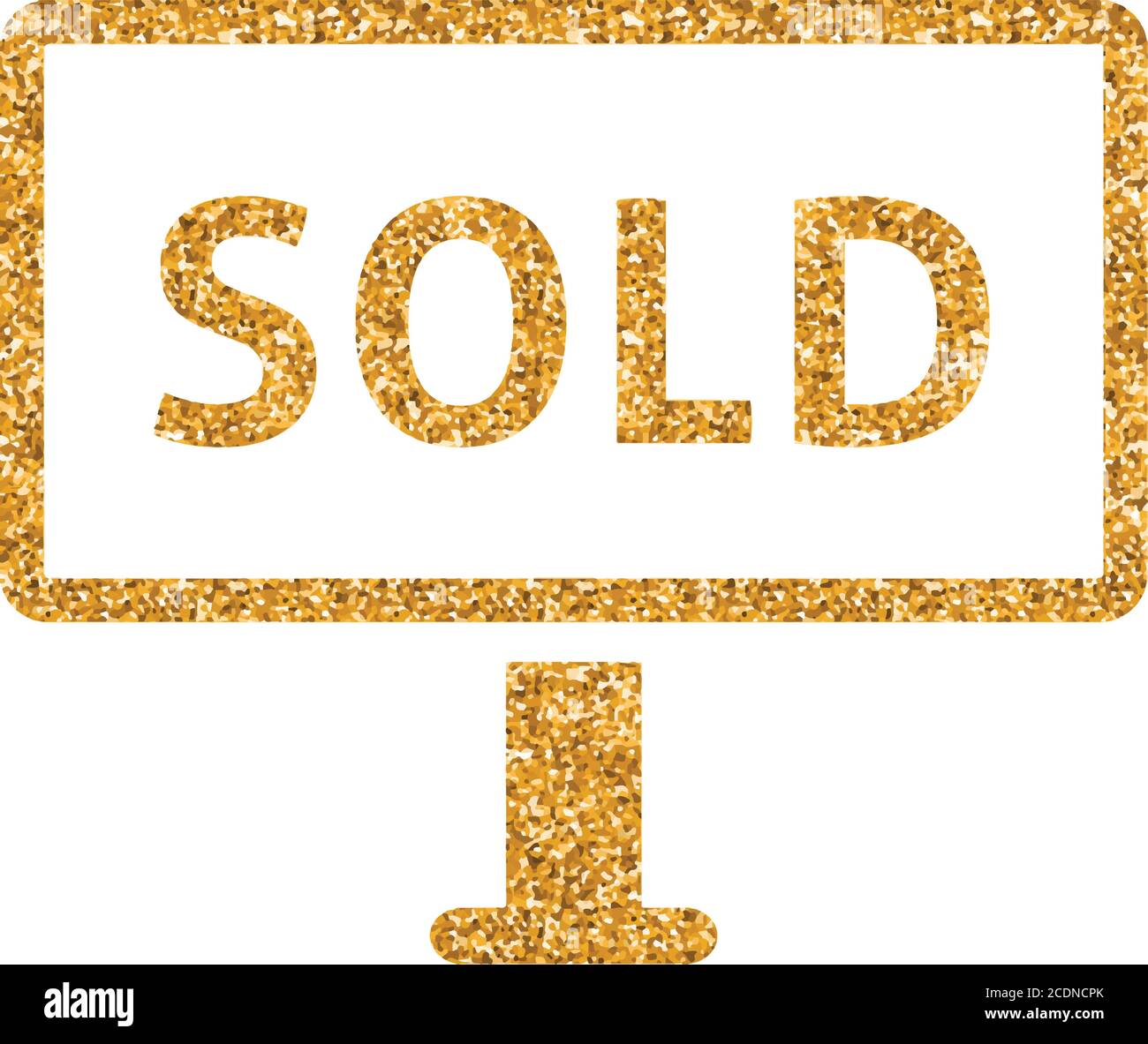 Sold out sign icon in gold glitter texture. Sparkle luxury style vector ...