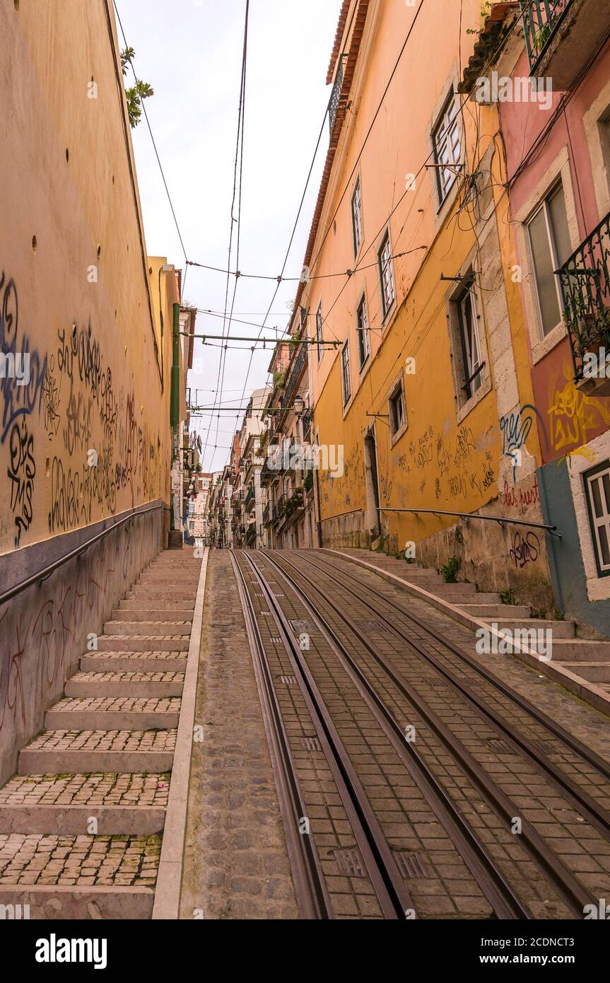 Famous Bica funicular (Elevador da Bica Stock Photo - Alamy