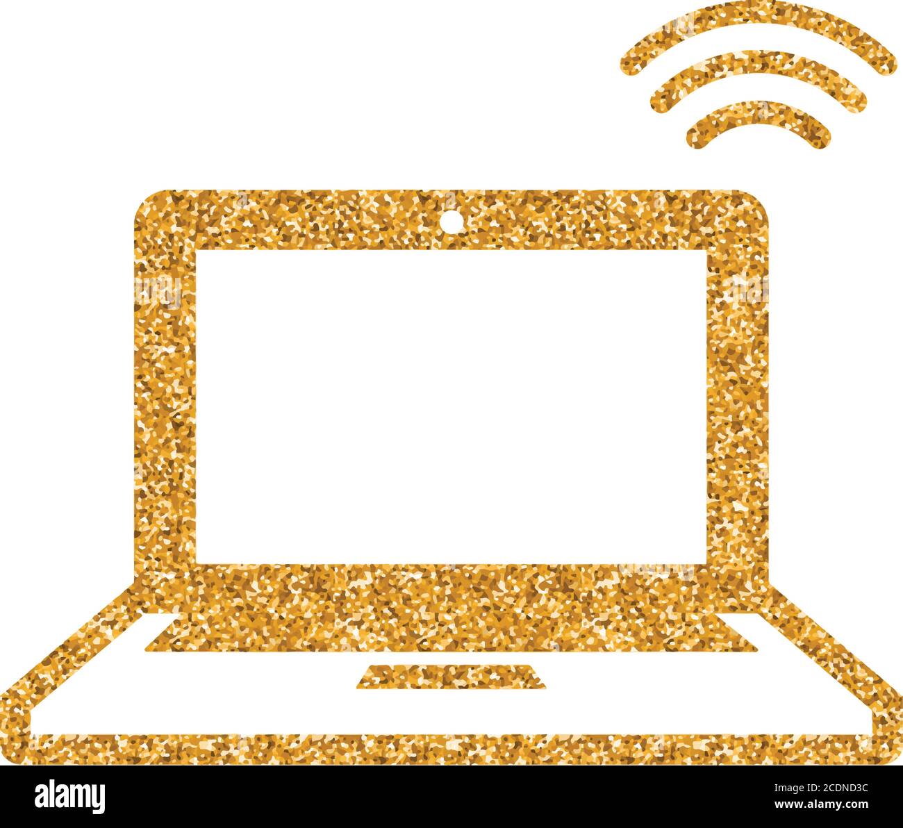 Laptop icon in gold glitter texture. Sparkle luxury style vector ...