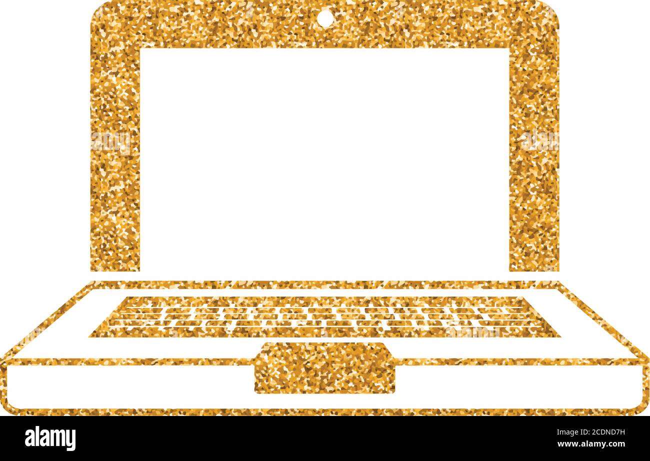 Laptops icon in gold glitter texture. Sparkle luxury style vector ...