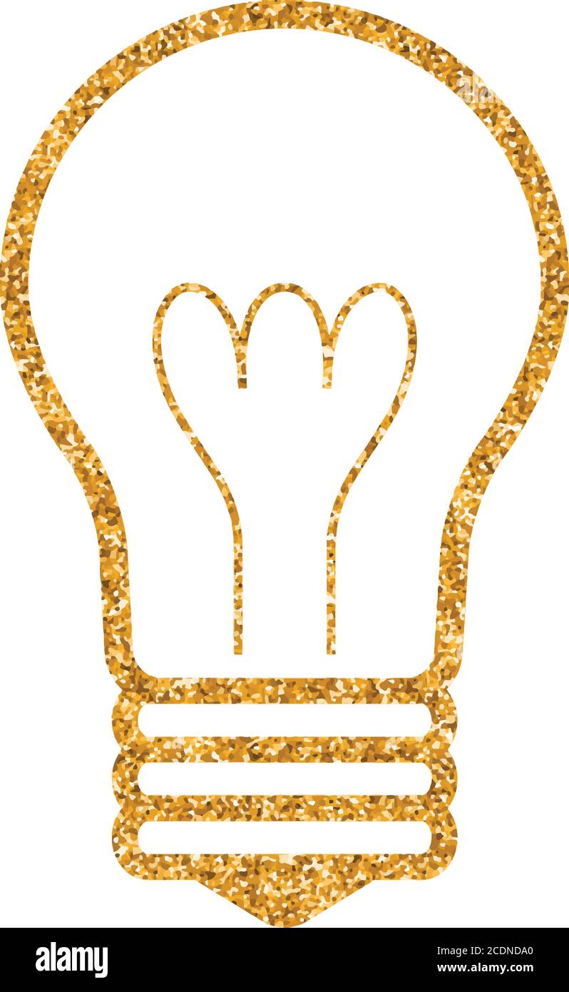 Light bulb icon in gold glitter texture. Sparkle luxury style vector ...