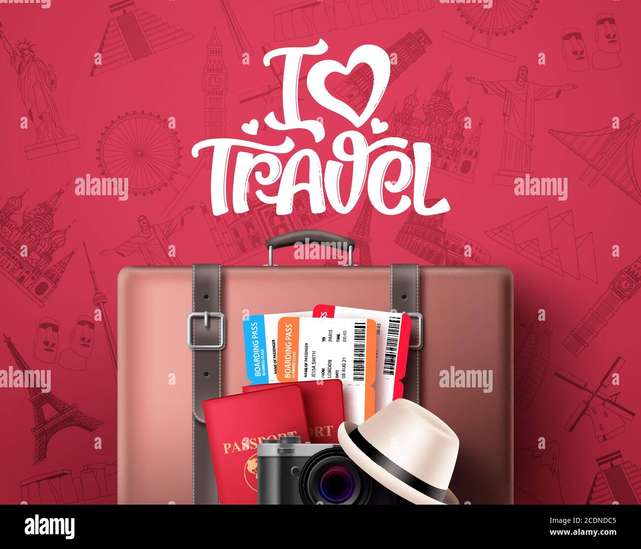 I love travel text vector banner design. Travel and tourism concept ...