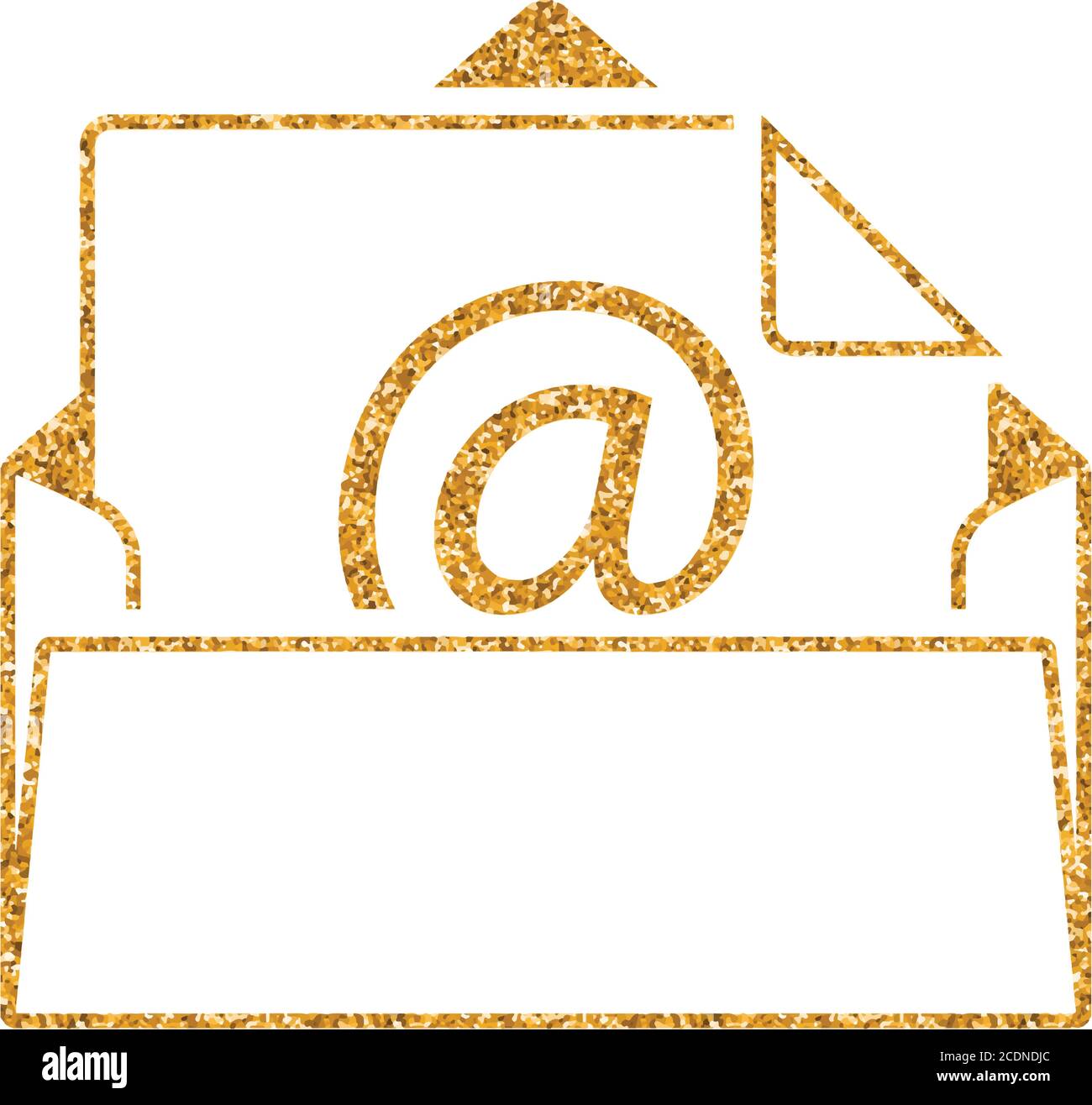 Email icon in gold glitter texture. Sparkle luxury style vector ...