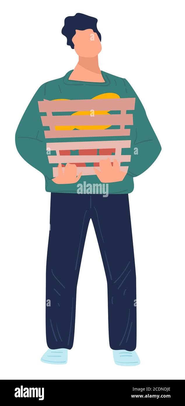 Man basket vegetables holding Cut Out Stock Images & Pictures - Alamy