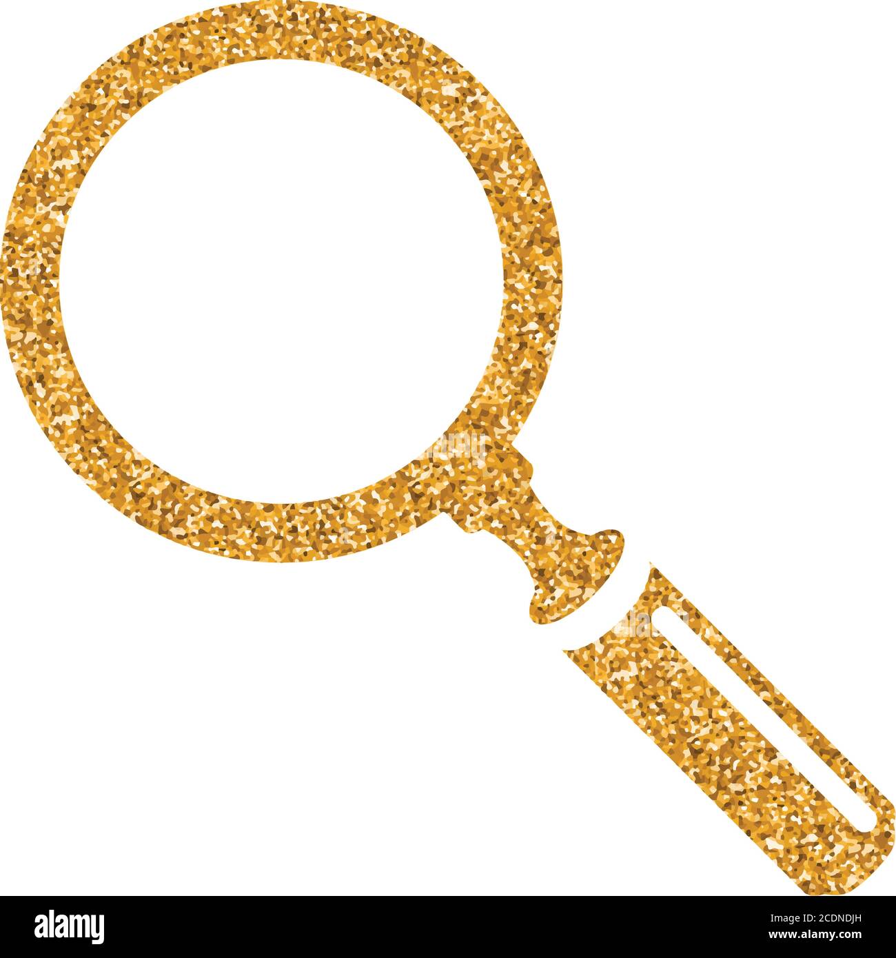 Magnifier icon in gold glitter texture. Sparkle luxury style vector ...
