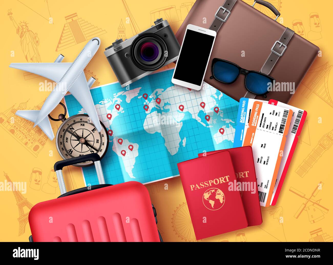 Travel and tour vector design. Travel and tourism elements with world ...