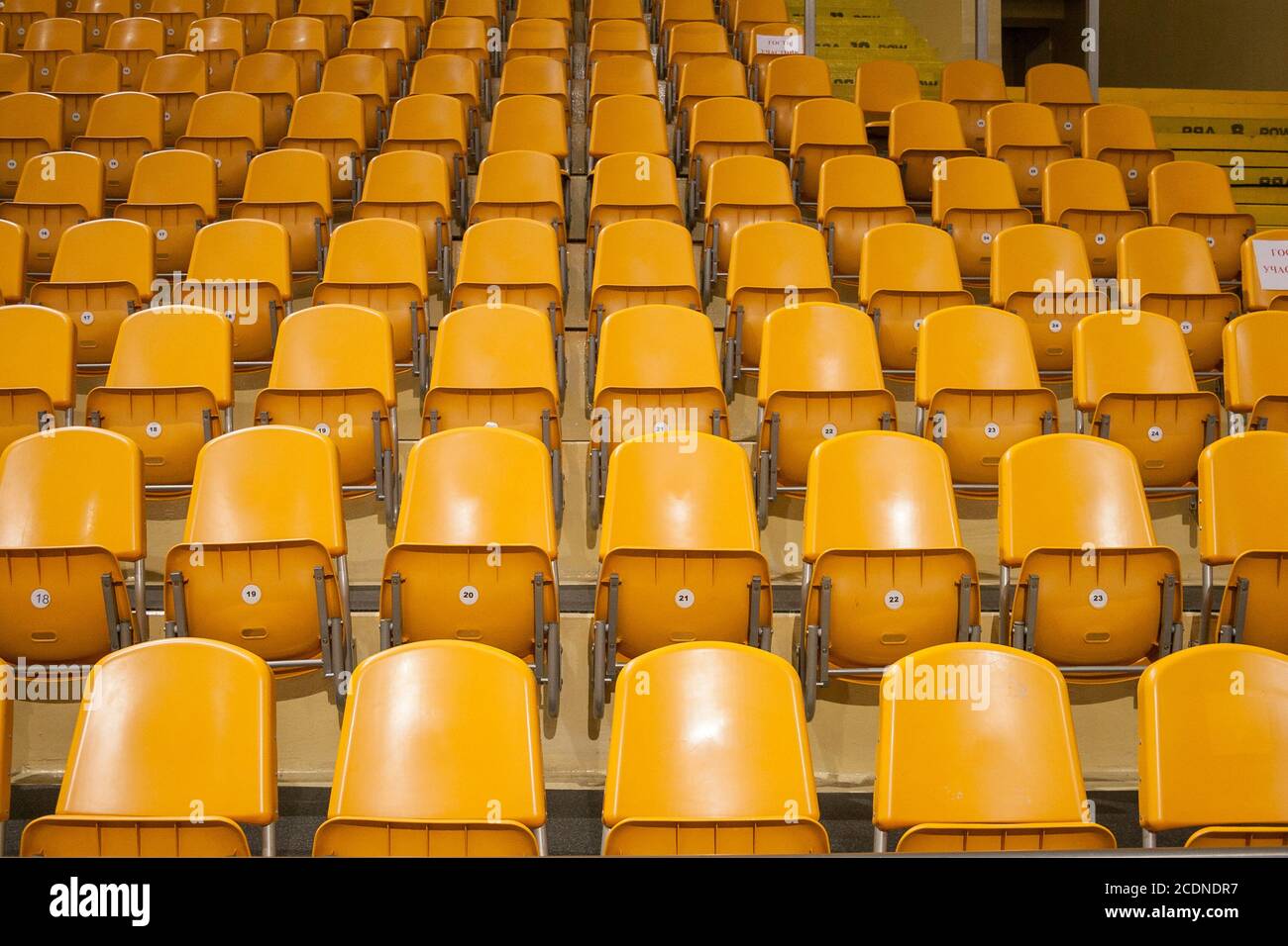 Yellow seat in the stadium Stock Photo - Alamy