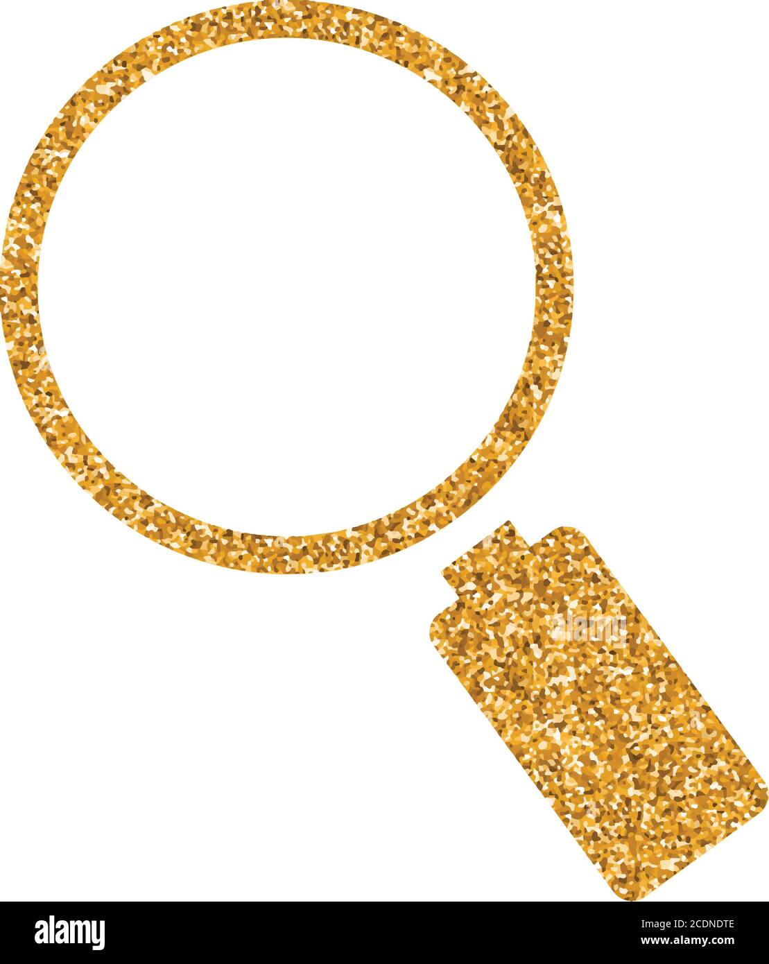 Magnifier icon in gold glitter texture. Sparkle luxury style vector ...