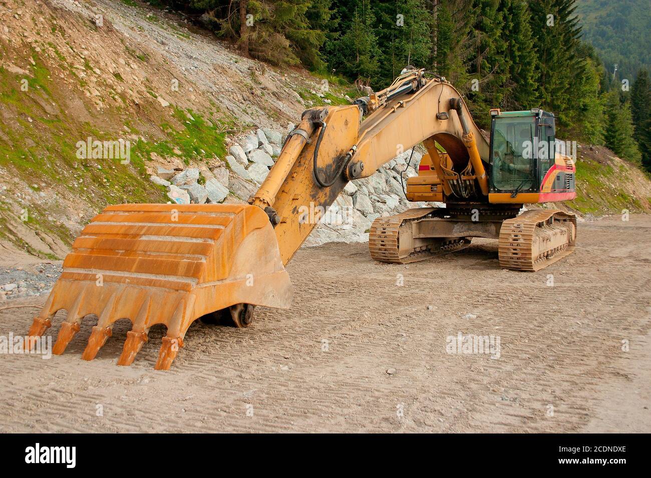 Digger front view Stock Photo - Alamy