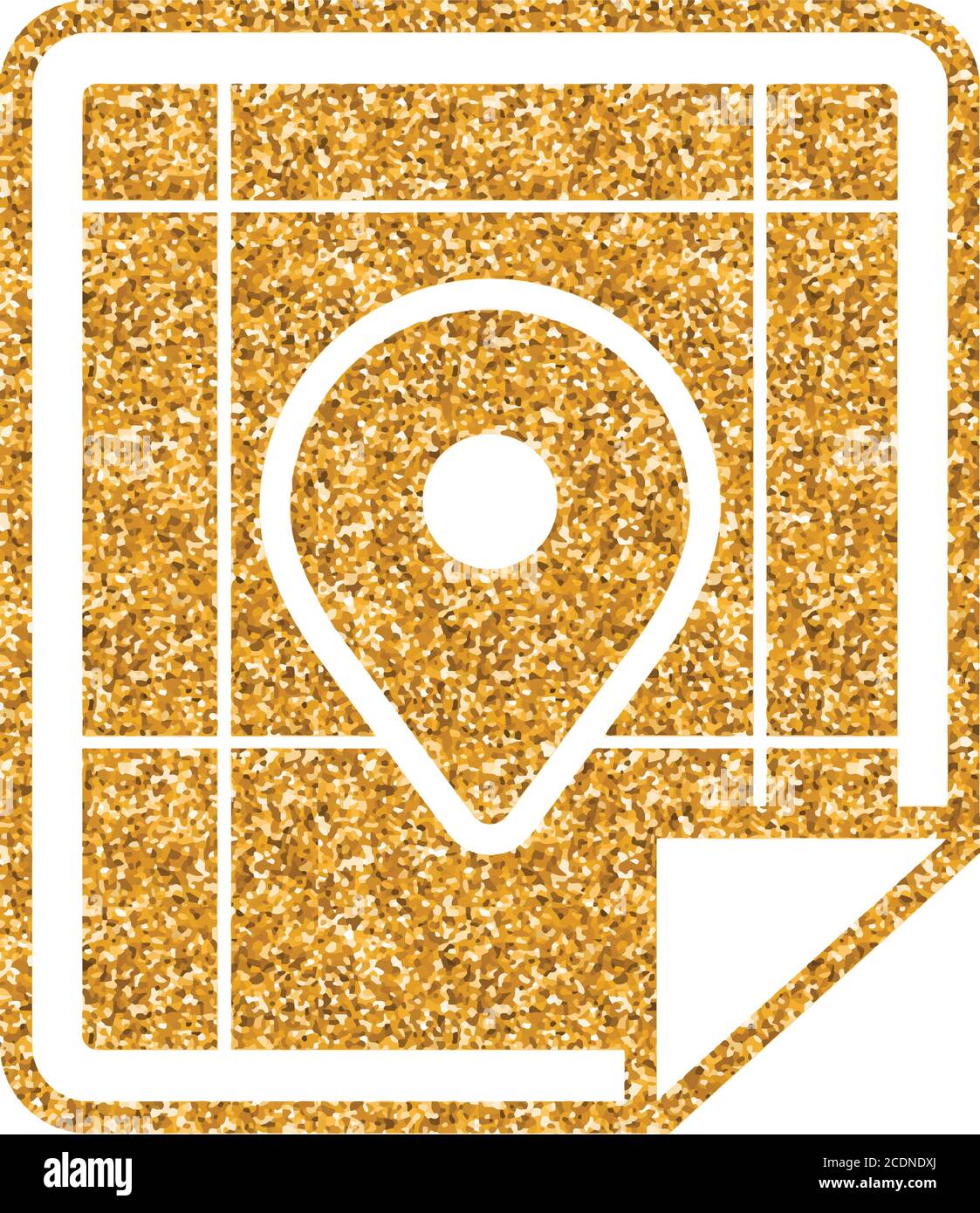 Map icon in gold glitter texture. Sparkle luxury style vector ...