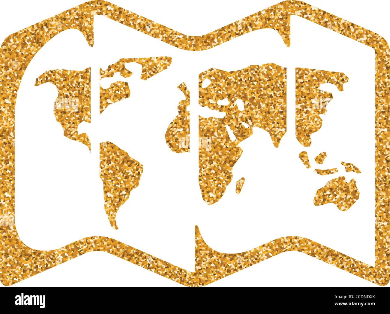 Road map icon in gold glitter texture. Sparkle luxury style vector ...