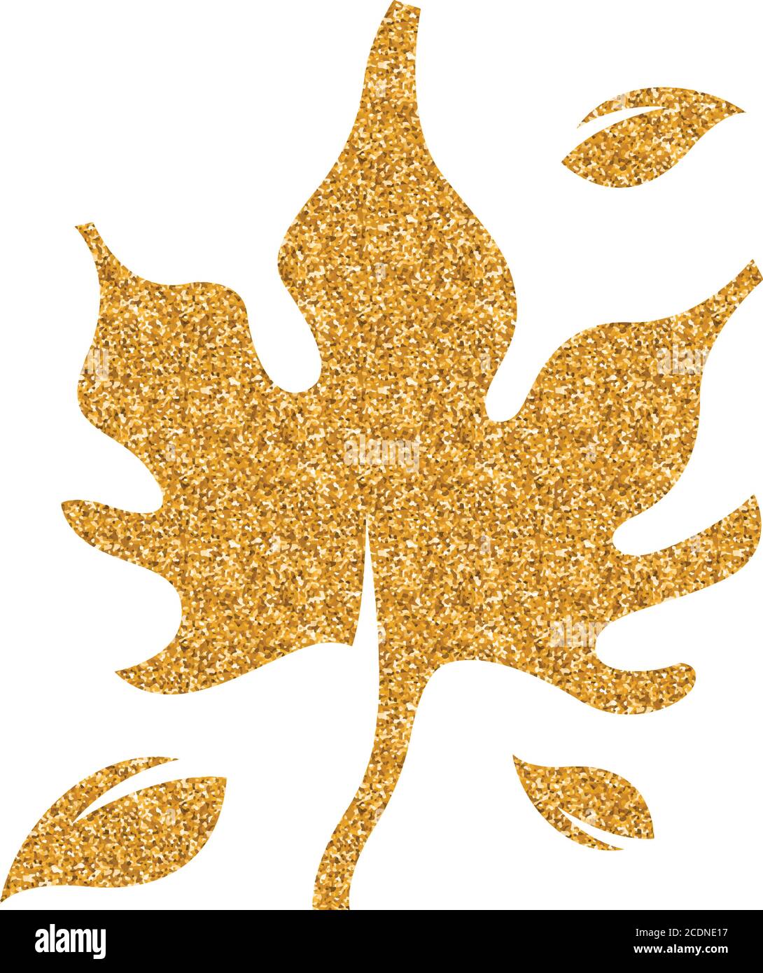 Maple leaf icon in gold glitter texture. Sparkle luxury style vector ...