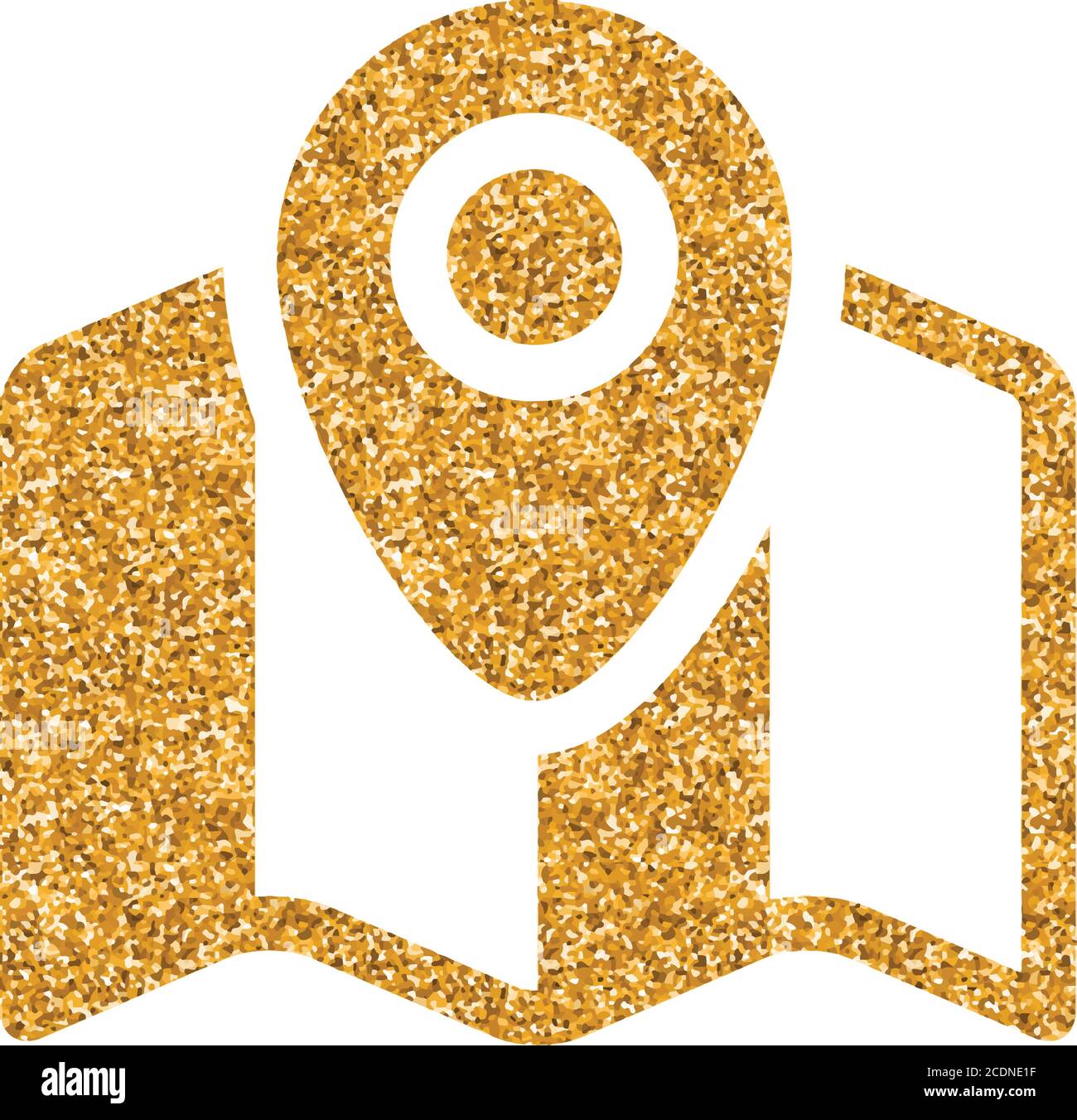 Map icon with pin location in gold glitter texture. Sparkle luxury ...