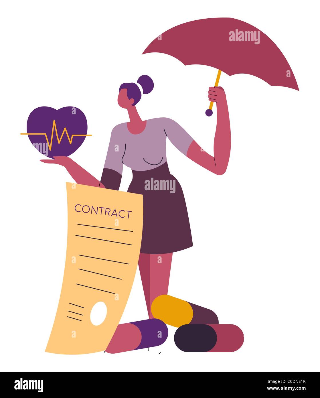 Health insurance contract document, healthcare and support in emergency ...