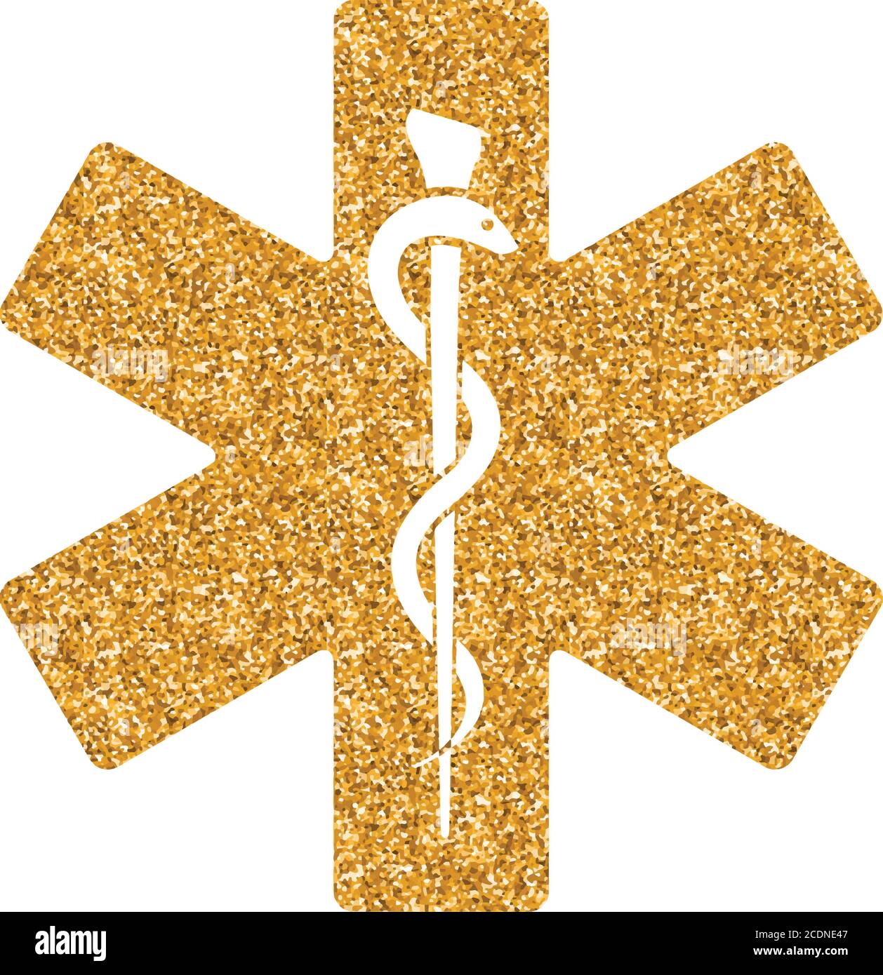 Medical symbol icon in gold glitter texture. Sparkle luxury style ...
